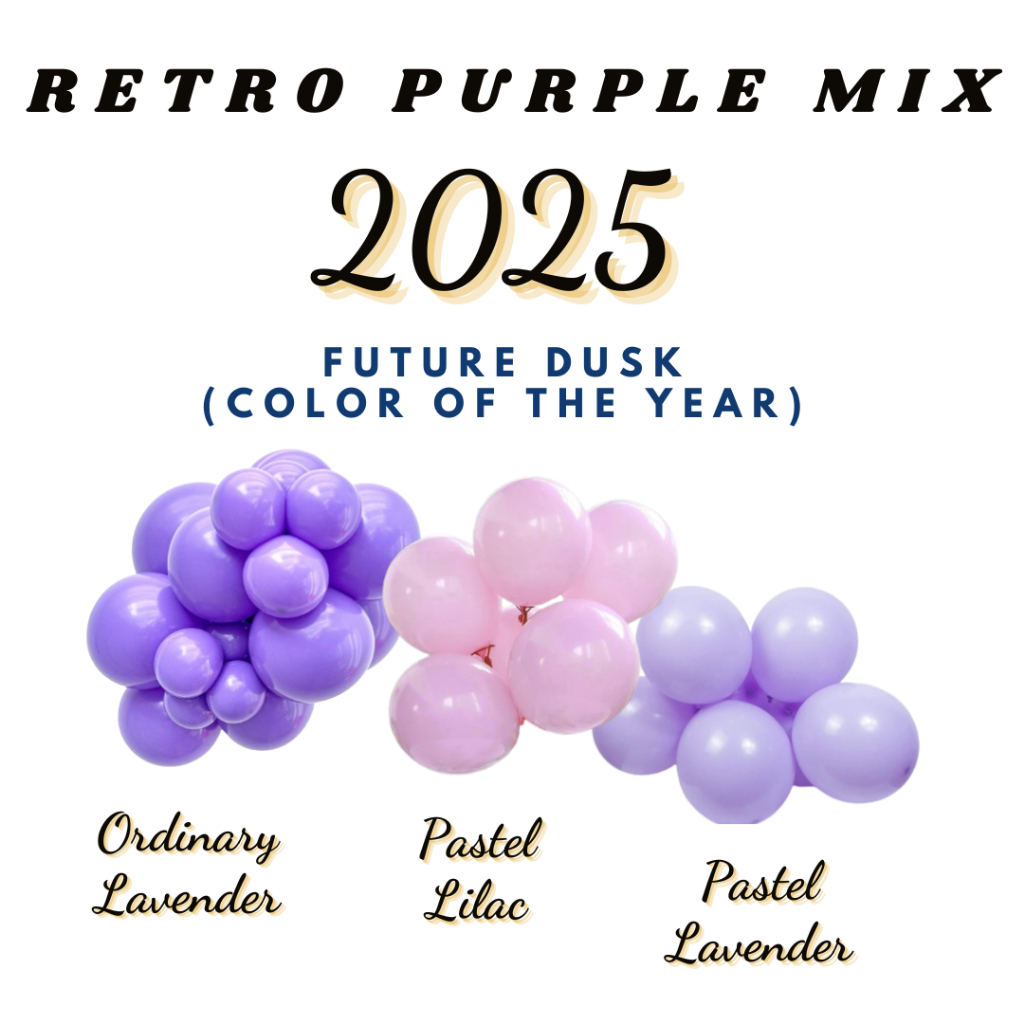 25pcs FUTURE DUSK "Retro Purple Mix" --- 2025 Color of the Year Balloon ...