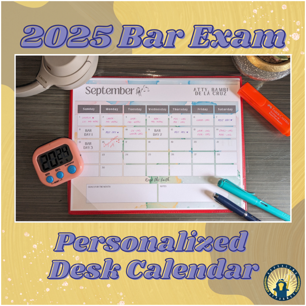 2025 Bar Exam Desk Calendar (Personalized with Your Name) with Calendar ...