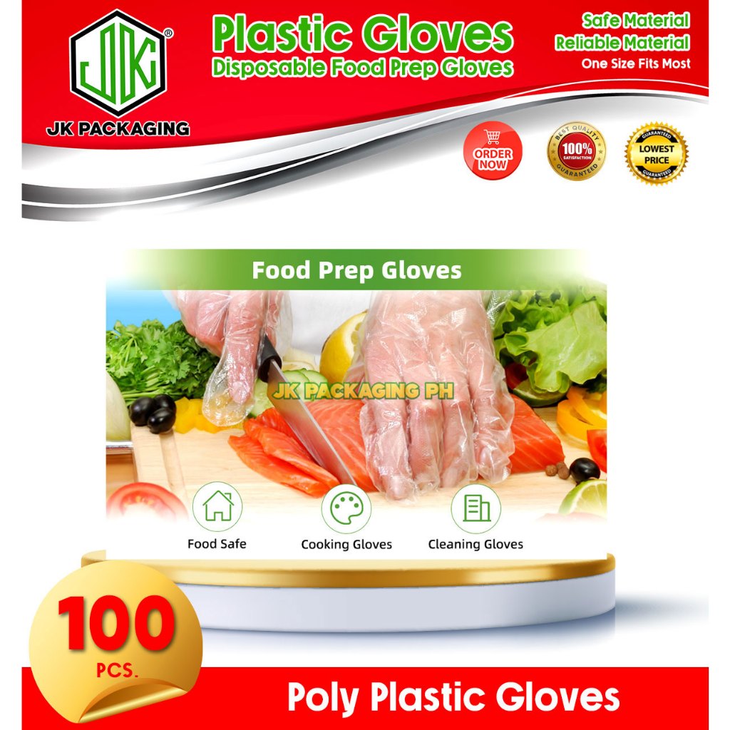 100 PCS. Disposable Gloves Plastic 】Disposable Sterile Poly Plastic ...