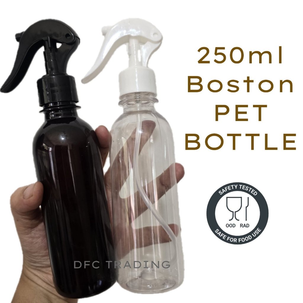 100/250ml trigger pump boston clear amber pet plastic PET bottle alcohol lotion pump spray gff ...