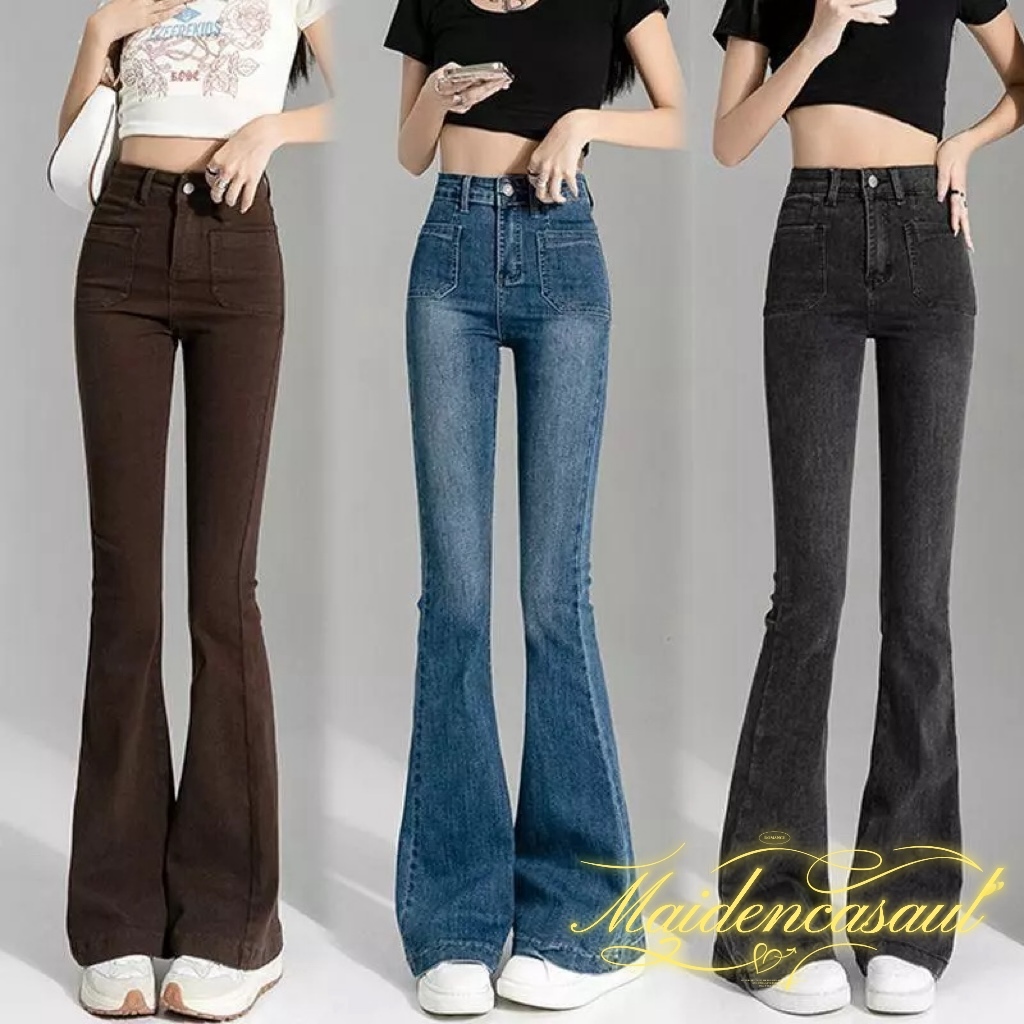 Flared Pants for Women High Waist Retro Slim Fit Wide Leg Micro Flare ...