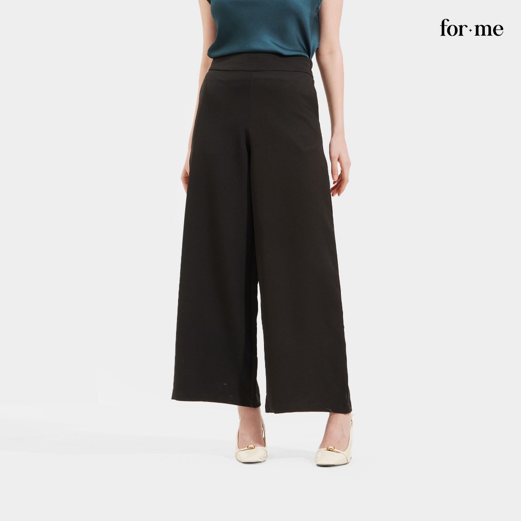 ForMe Wide Leg Cozy Pants For Women (Black/Brown) | Shopee Philippines