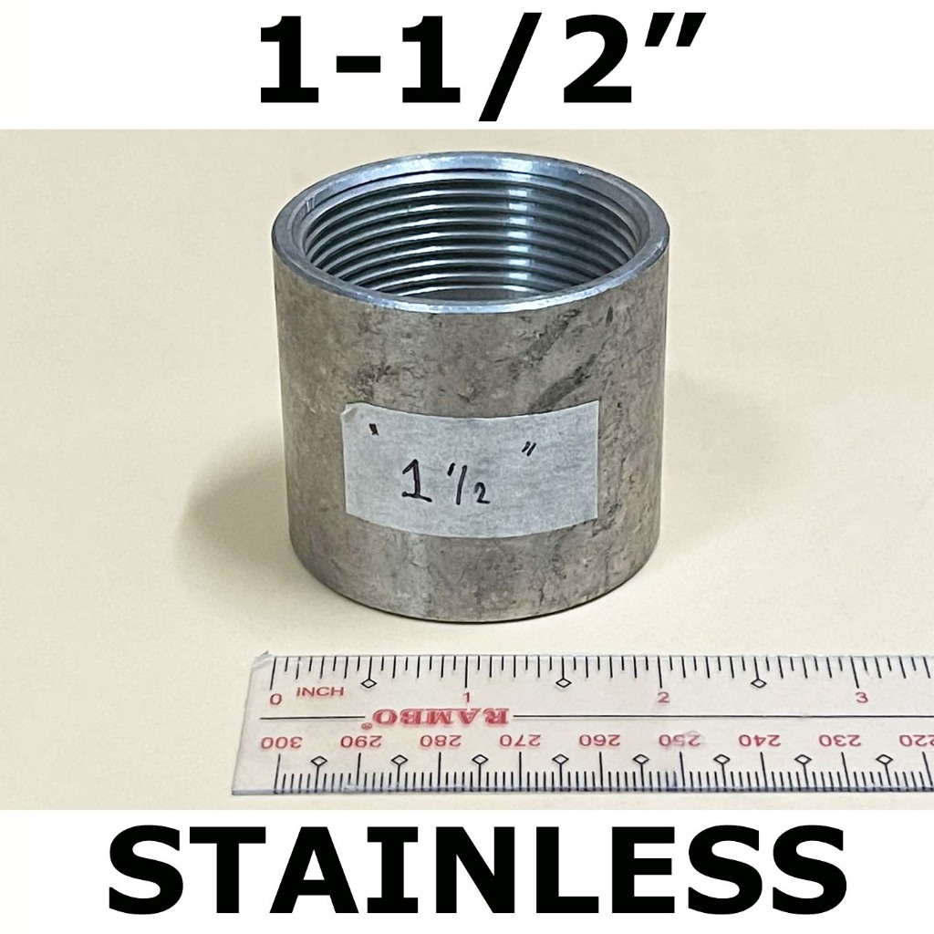 STAINLESS COUPLING 1-1/2" SCH40 THREADED STAINLESS STEEL === SS FRANCE ...