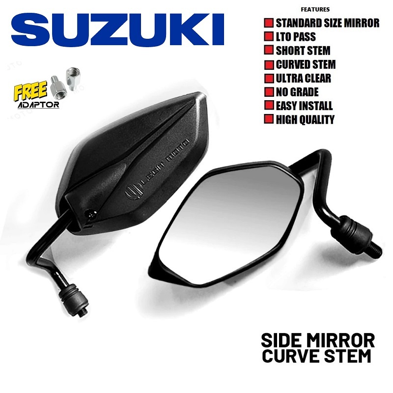 SUZUKI SMASH Side Mirror Curved Stem SHORT STEM STANDARD SIZE MIRROR ...