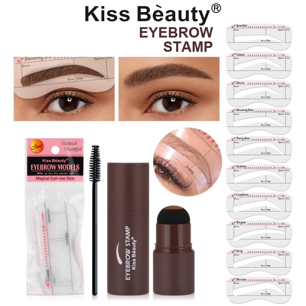 Kiss beauty One Step Eyebrow Stamp Makeup with 10 Reusable Eyebrow ...