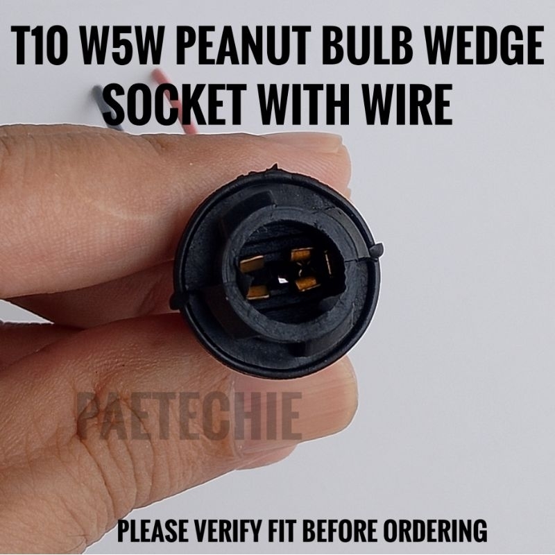 T10 Socket with Wire for W5W Peanut Bulb Wedge Wiring Harness Park ...