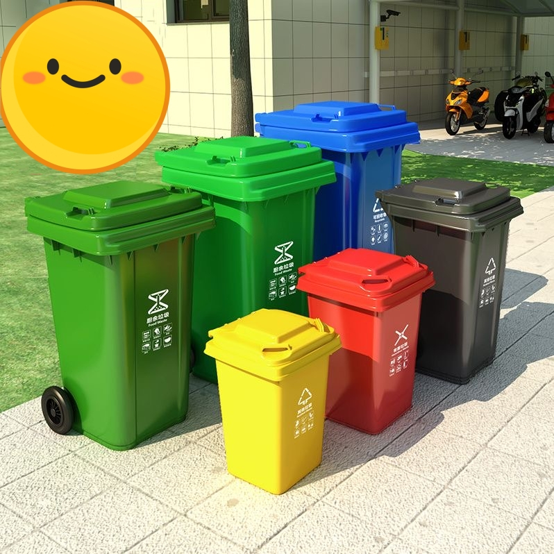 100L/120L/240L Wheeled trash cans, outdoor large trash cans with covers ...