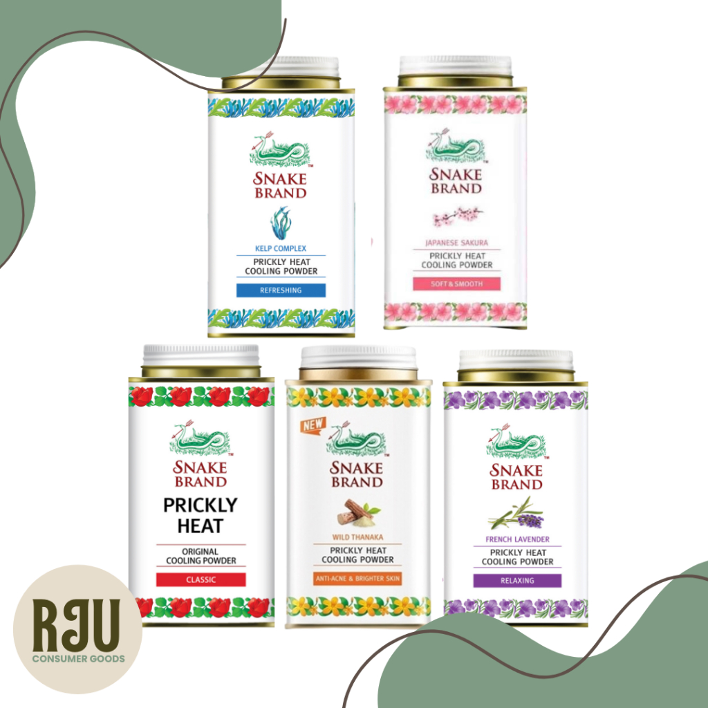 Snake Brand Powder Prickly Heat 140 g (Original, Lavender, Wild Thanaka ...