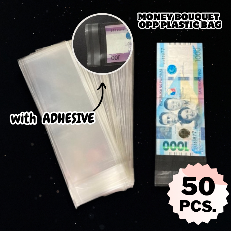 40-50PCS. Clear Money OPP Bag with Adhesive for Money Cake and Bouquet ...