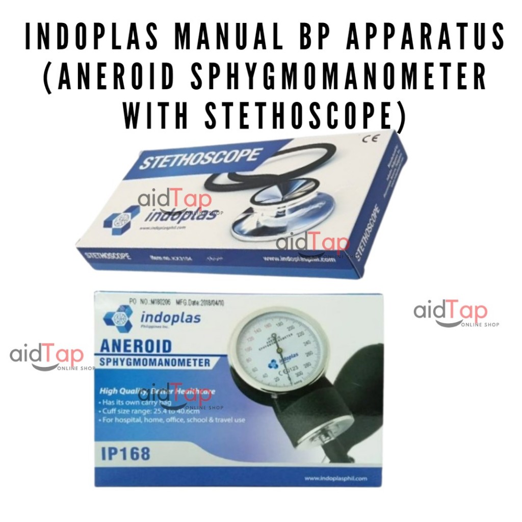 (AT-J) Indoplas Manual BP Apparatus (Aneroid Sphygmomanometer with Stethoscope) - 1 Set | Shopee ...