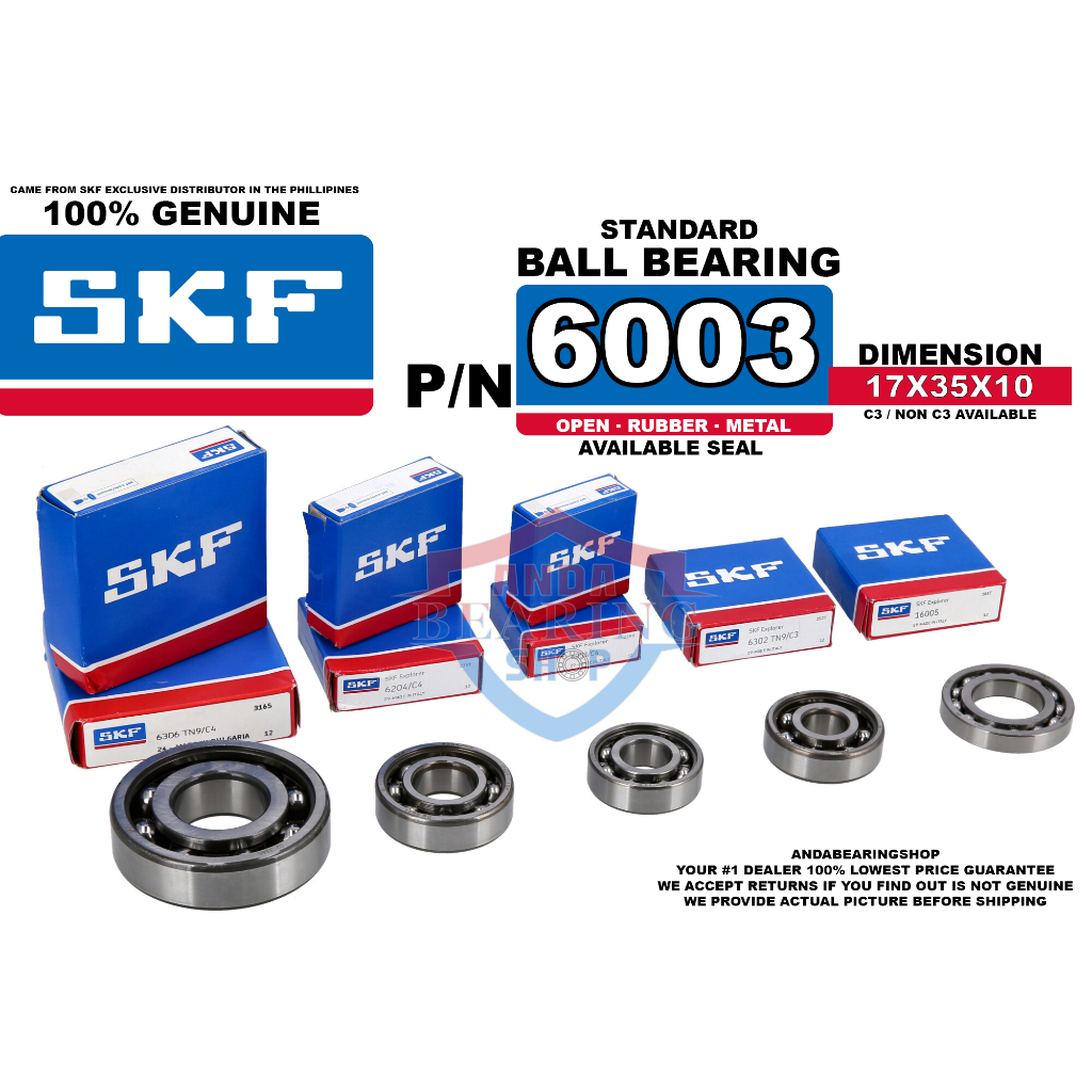 6003 Ball Bearing (17X35X10): Open or sealed with rubber or metal seals ...