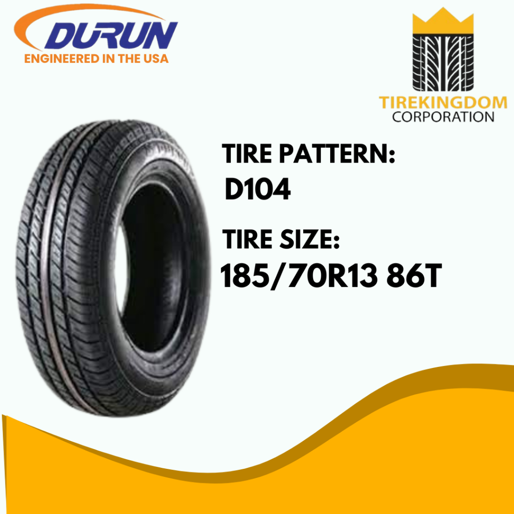 DURUN TIRES D104--- 185/70R13 86T (Tubeless) Passenger Car Radial-DAVAO ...