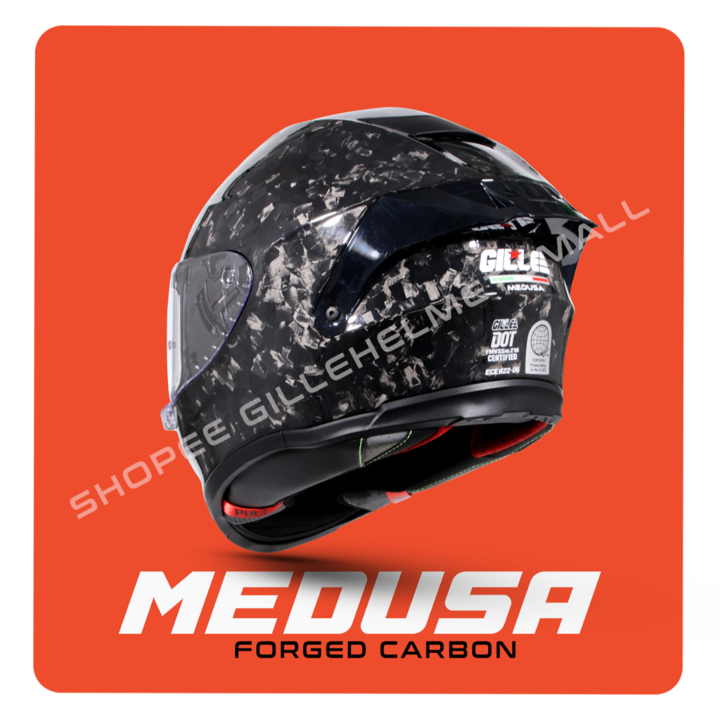 GILLE 863 Medusa Snake, Forged and 3K Carbon Full Face Singe Visor ...