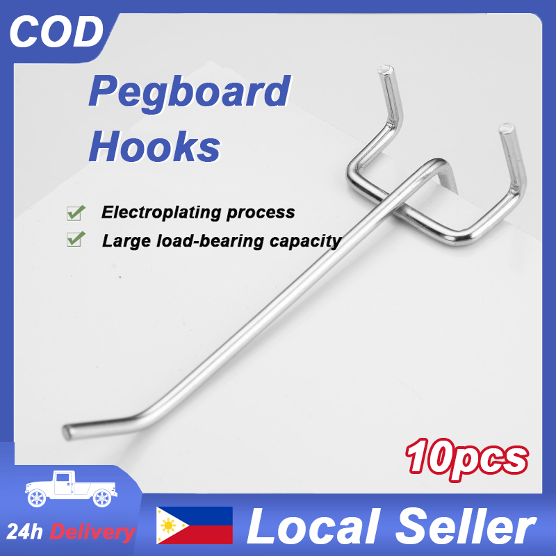 (10pcs) Pegboard Hooks Thick Metal Display Hanging Hook Slotted Wall ...