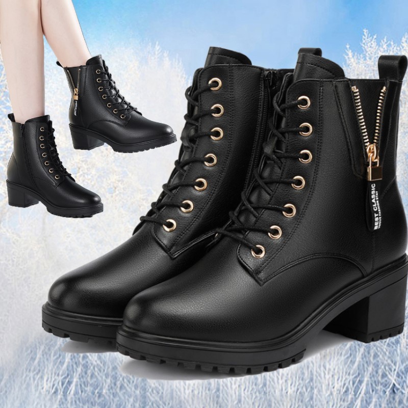 Size 35-40 Women's Fashion Martin Boots Soft Soled Leather Shoes Casual ...