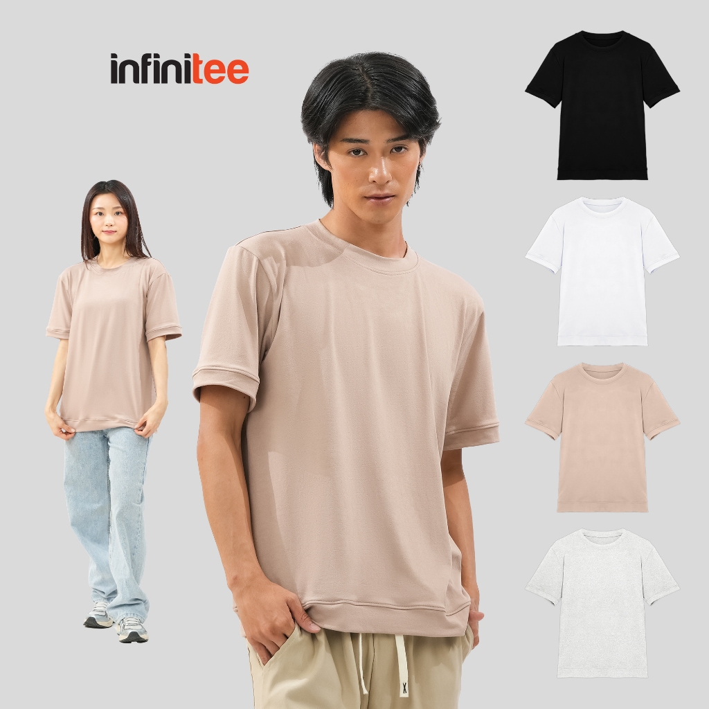 Infinitee Boxy Shirt For Men Women Round Neck Cozy Cotton Spandex Top ...