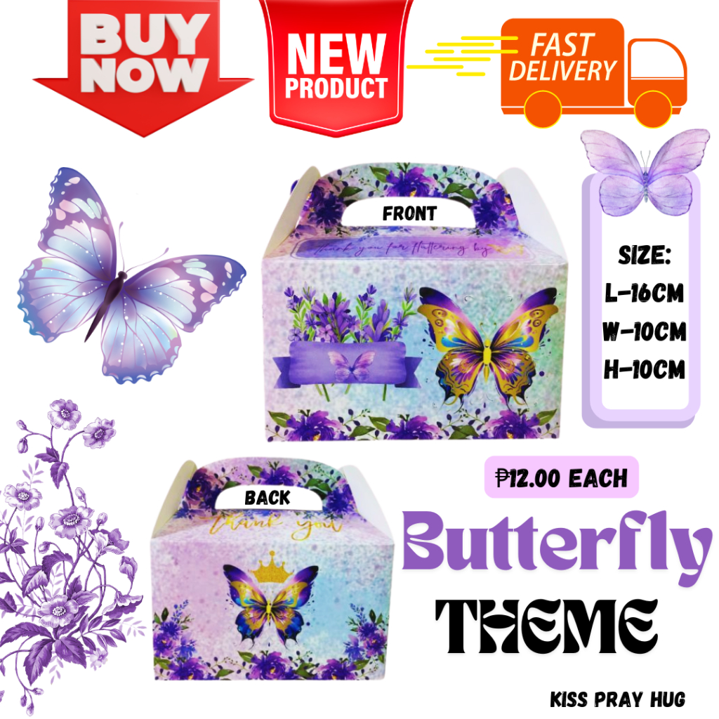 Butterfly Purple Theme Party Supplies Favor Boxes Loot Bags Decorations ...