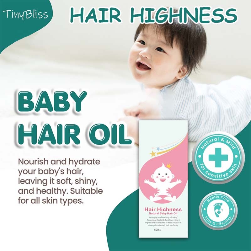 TinyBliss Hair Highness Natural Baby Hair Oil Hypoallergenic Gentle ...