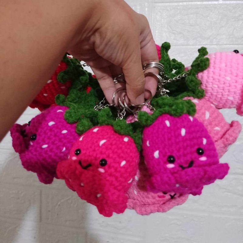 Strawberry Octopus crochet keychains (ON HAND) | Shopee Philippines