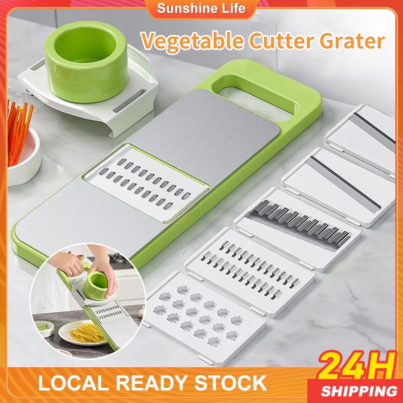 6-in-1 Stainless Veg Cutter Multifunction Slicer 6 Blades Combo Peeler ...