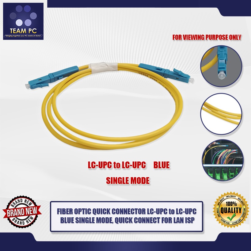 TEAM PC FIBER OPTIC QUICK CONNECTOR LC-UPC to LC-UPC BLUE SINGLE MODE ...