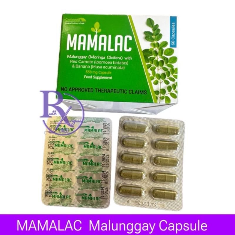 MAMALAC Malunggay Capsule+Red Camote+Banana 60capsules per box | Shopee ...