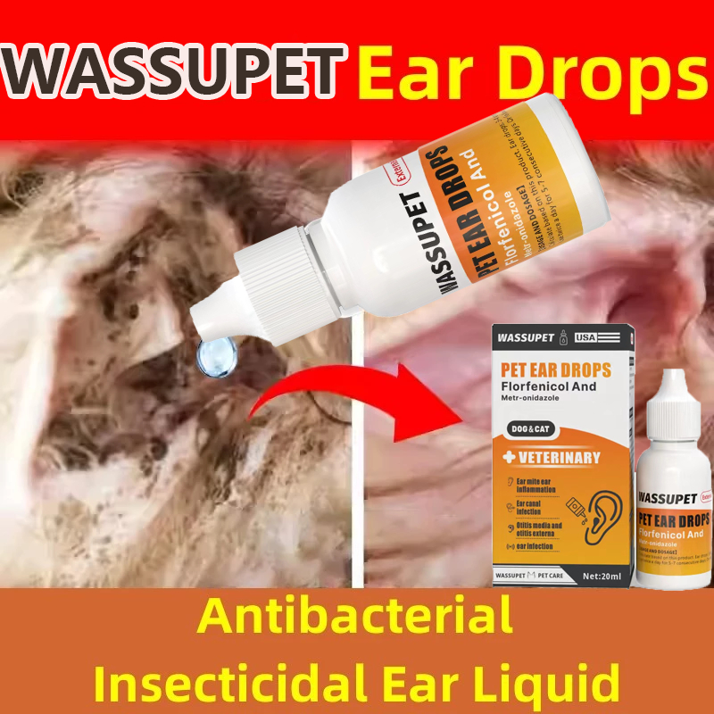 WASSUPET Dog Ear Drops For Eliminate Ear Mites Treating Ear Canal Odor ...