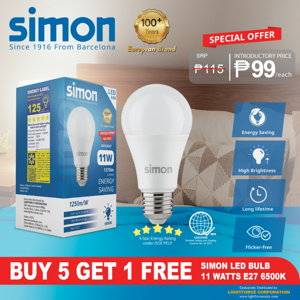 SIMON LED BULB A60 11W E27 6500K (5+1 PROMO!!!) | Shopee Philippines