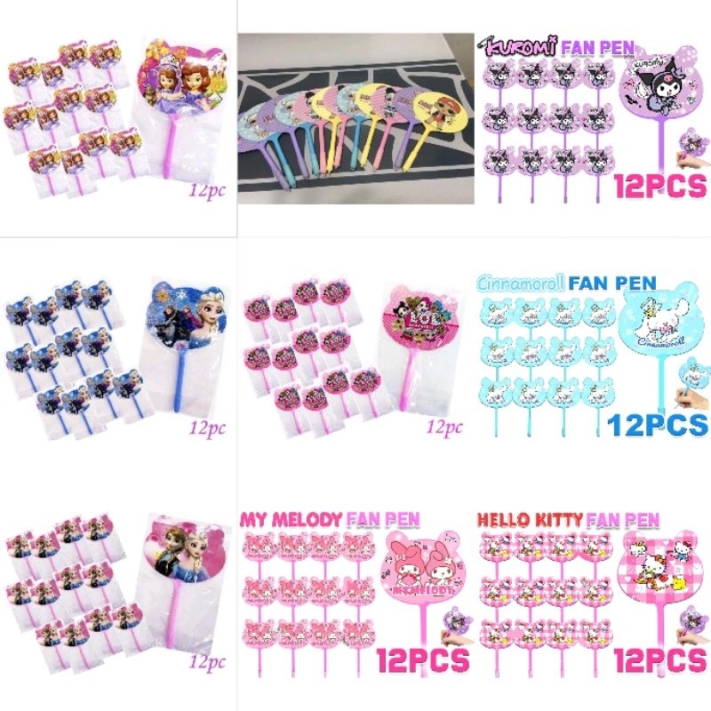 12pcs Character Fan Pen Party Giveaways LOL Girls Frozen Sofia Hello ...