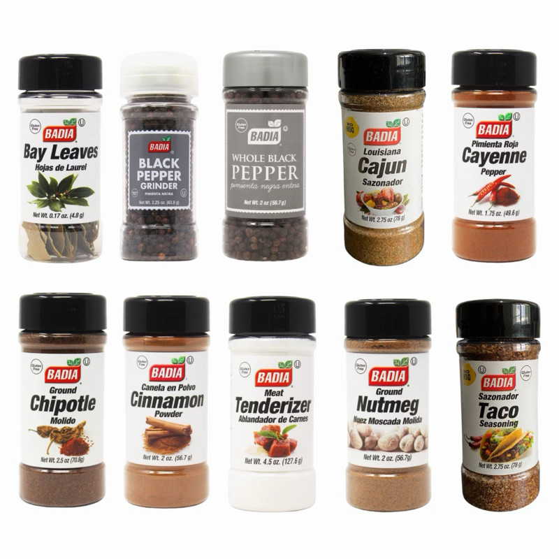 BADIA Herbs & Spices Small (Bay Leaves/ Black Pepper/ Cajun/ Chipotle ...