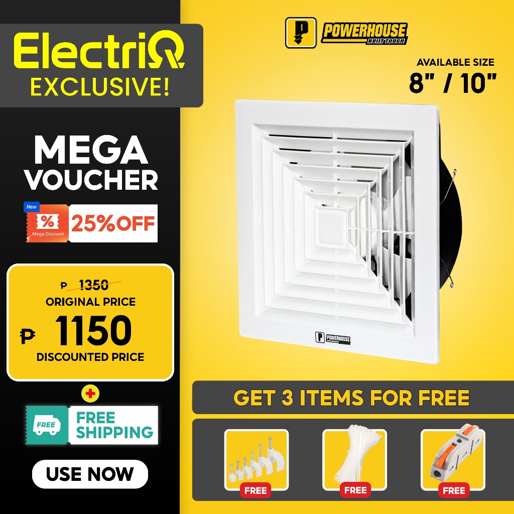Electriq l Powerhouse Electric Exhaust Fan Ceiling Mounted Veloce ...