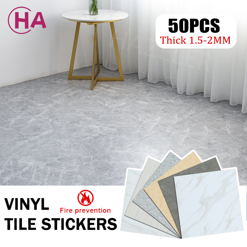 50PCS Marble Vinyl Tiles 30X30CM Floor Mat Stickers Waterproof Self ...