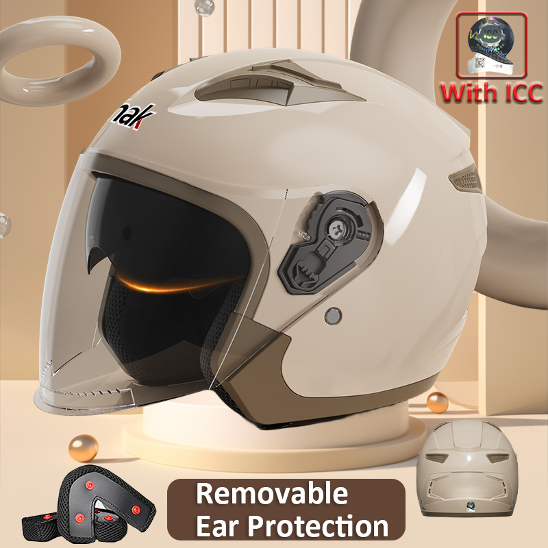 Anak Original Motorcycle Helmet Half Face Dual Visor For Women Men With ...