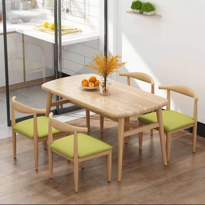 Modern family dining table Nordic wood color 4-person dining table Home ...