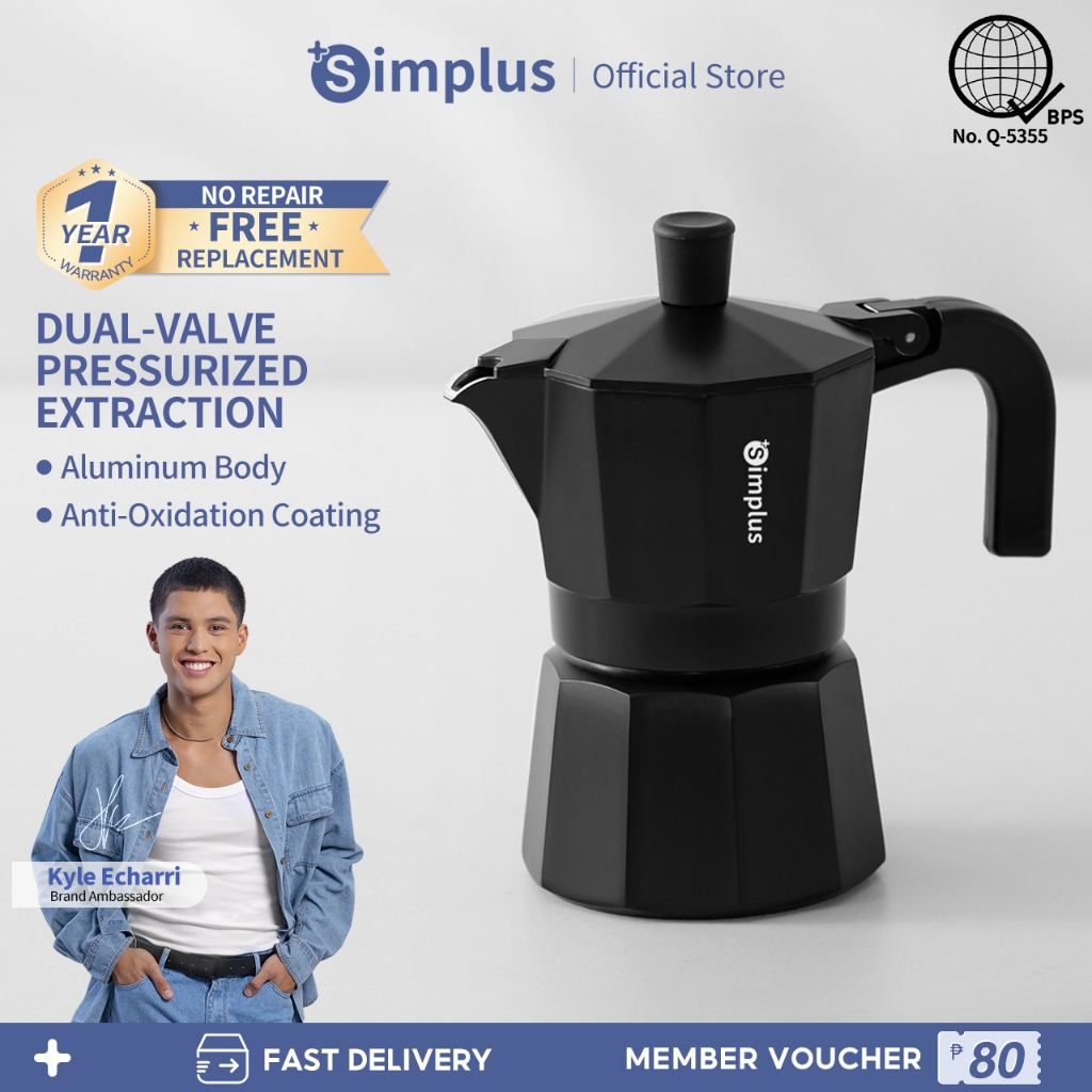 Simplus Moka Pot Dual-Valve Pressurized Extraction Rich Crema Intalian ...
