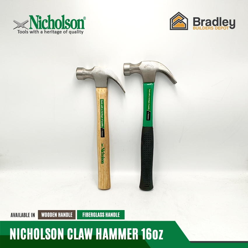 Nicholson Claw Hammer 16oz (Wooden Handle | Fiberglass Handle) | Shopee ...