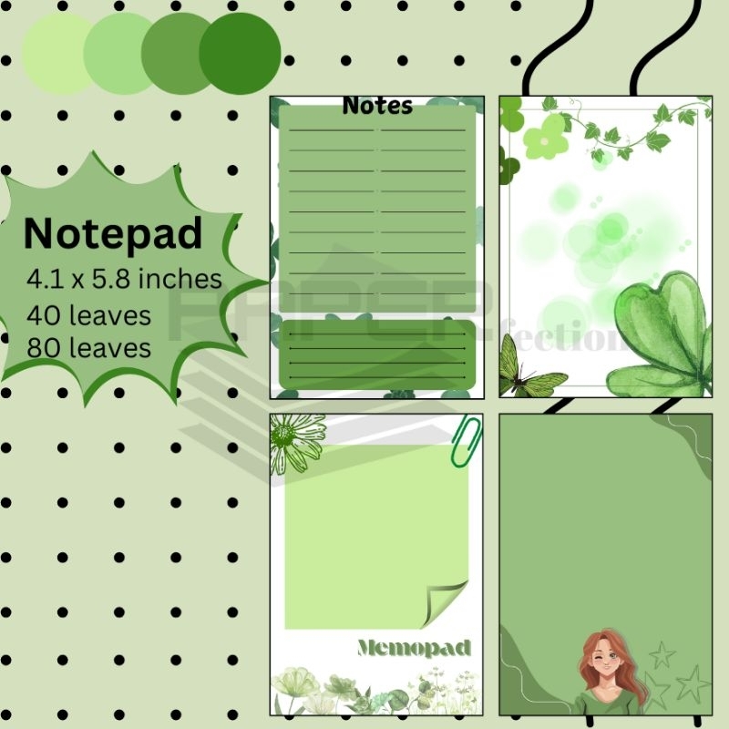 GREEN NOTEPAD MEMOPAD CUSTOMIZED SIZE A6 (4×6") | Shopee Philippines