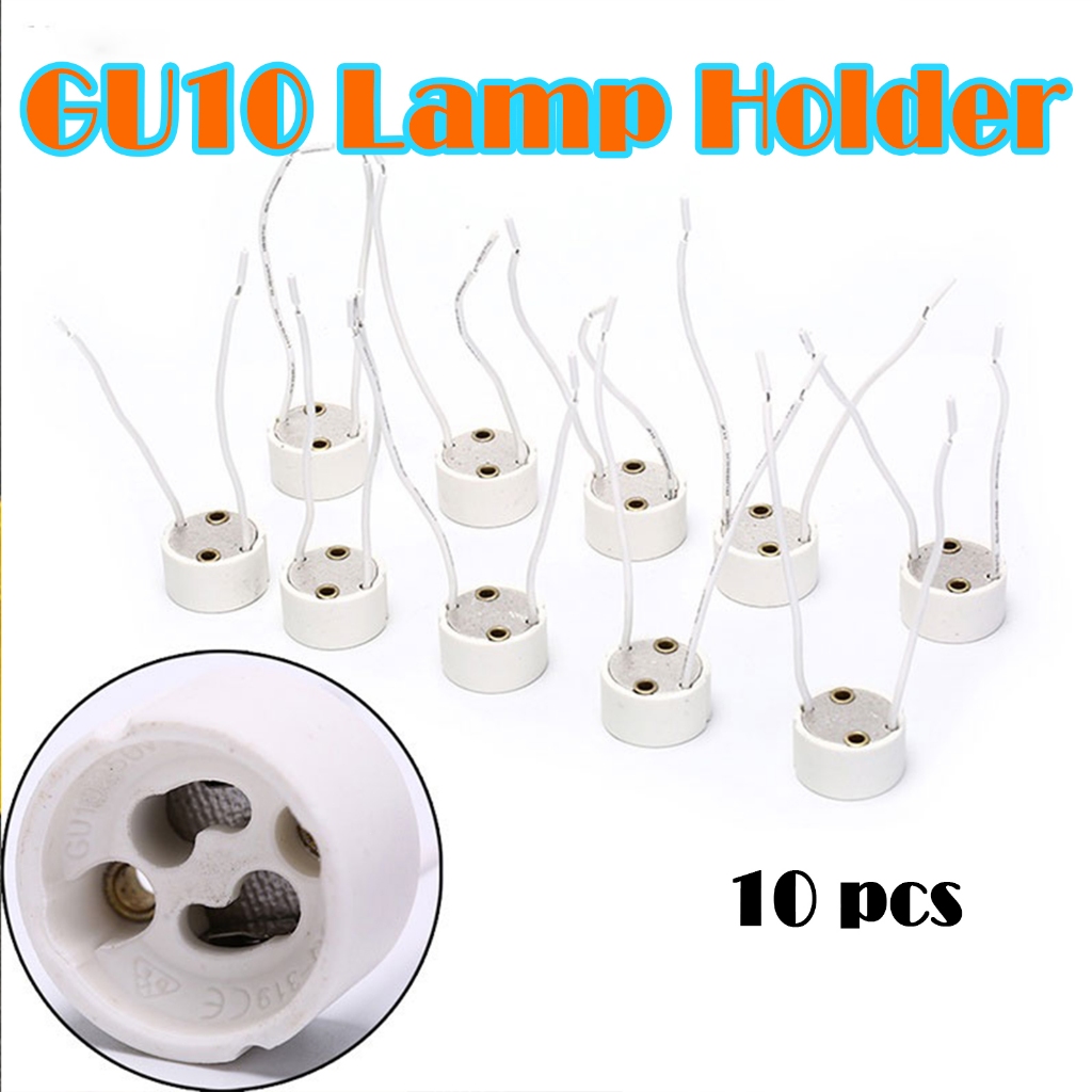 GU10 Lamp Holder Wire Socket Connector Ceramic Head Bulb Base Lamp ...
