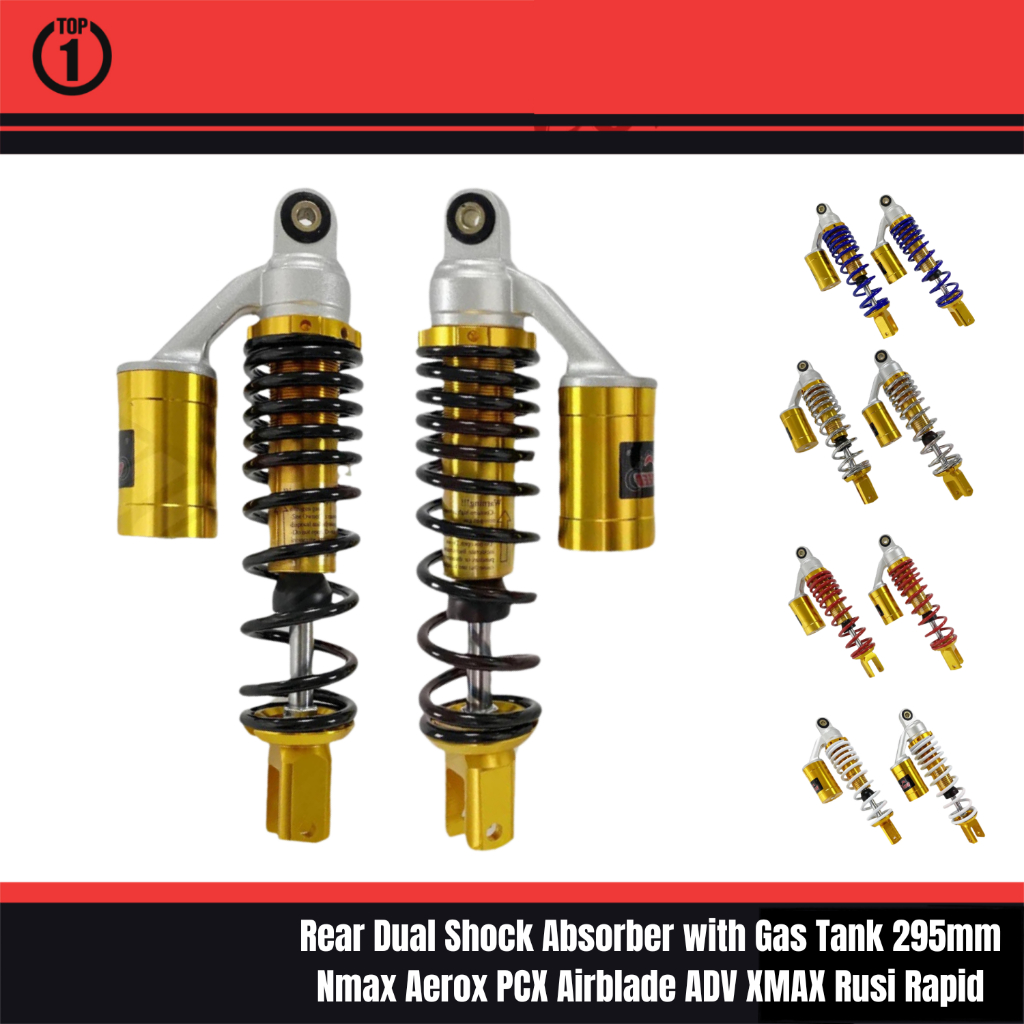 Top1 Motors Rear Dual Shock Absorber with Gas Tank 295mm Nmax Aerox PCX ...