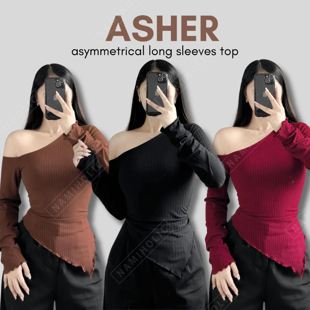 Namiholic Asher Asymmetrical Long Sleeves Top I Cotton Knitted Fabric I ...