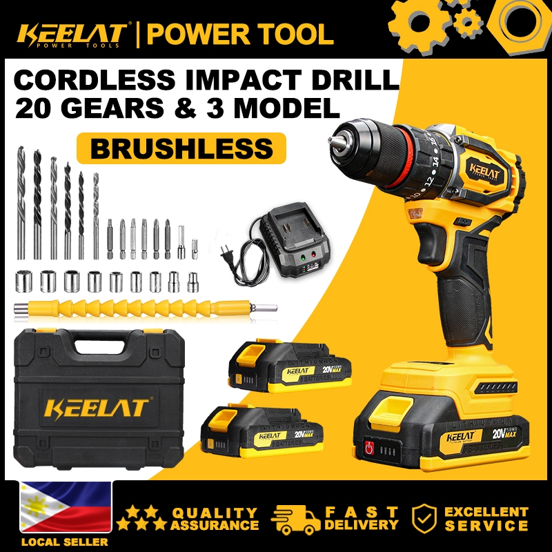 KEELAT KCD011 Cordless Impact Drill Brushless Motor Metal Chuck Hummer ...