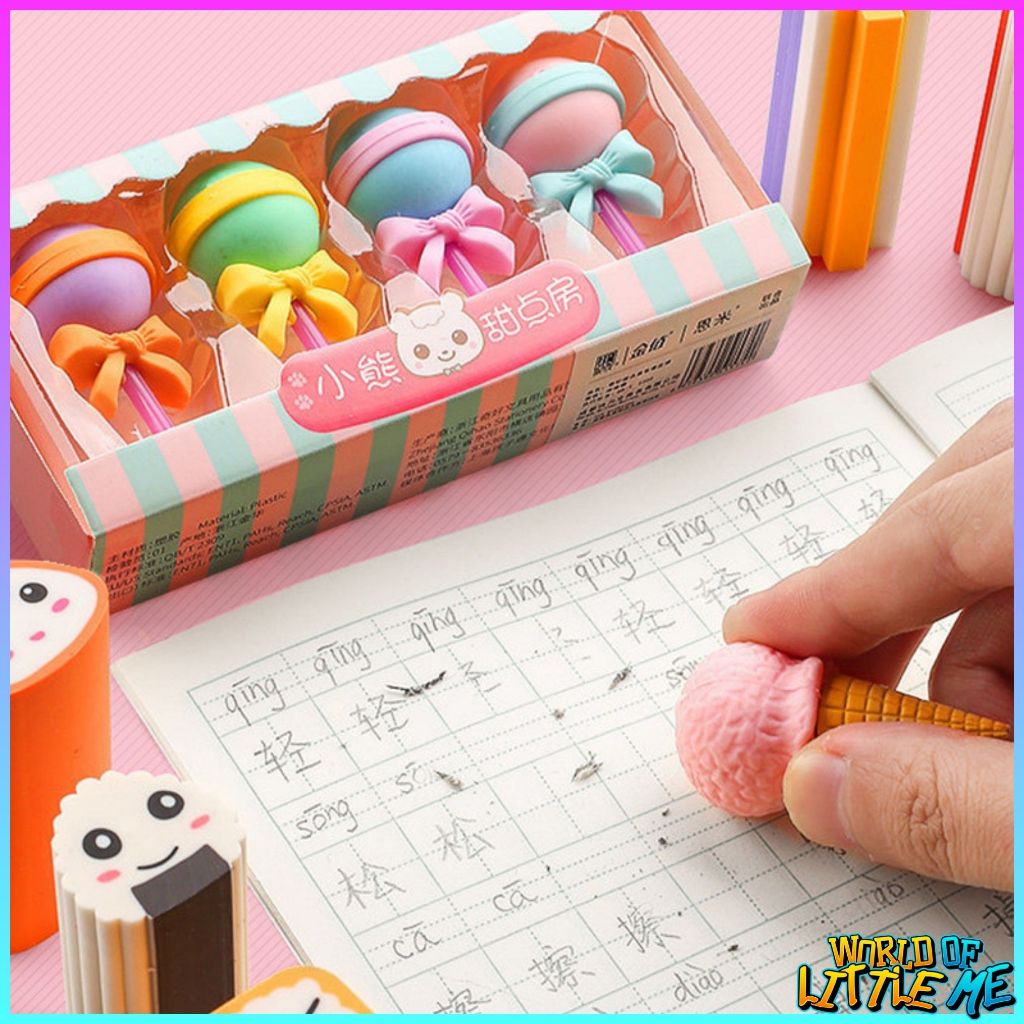 KIDS Cute Lollipop Erasers Set - Fun & Colorful Rubber Erasers for Kids ...