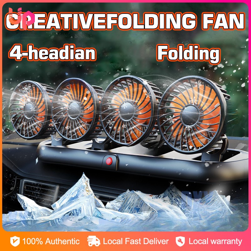 Four Head Universal Car Fan 12v/24v 360° Rotation Electric Car Cooling ...