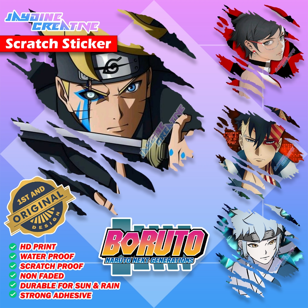 Boruto Scratch Design Sticker, Indoor Outdoor Vinyl Sticker, Waterproof ...