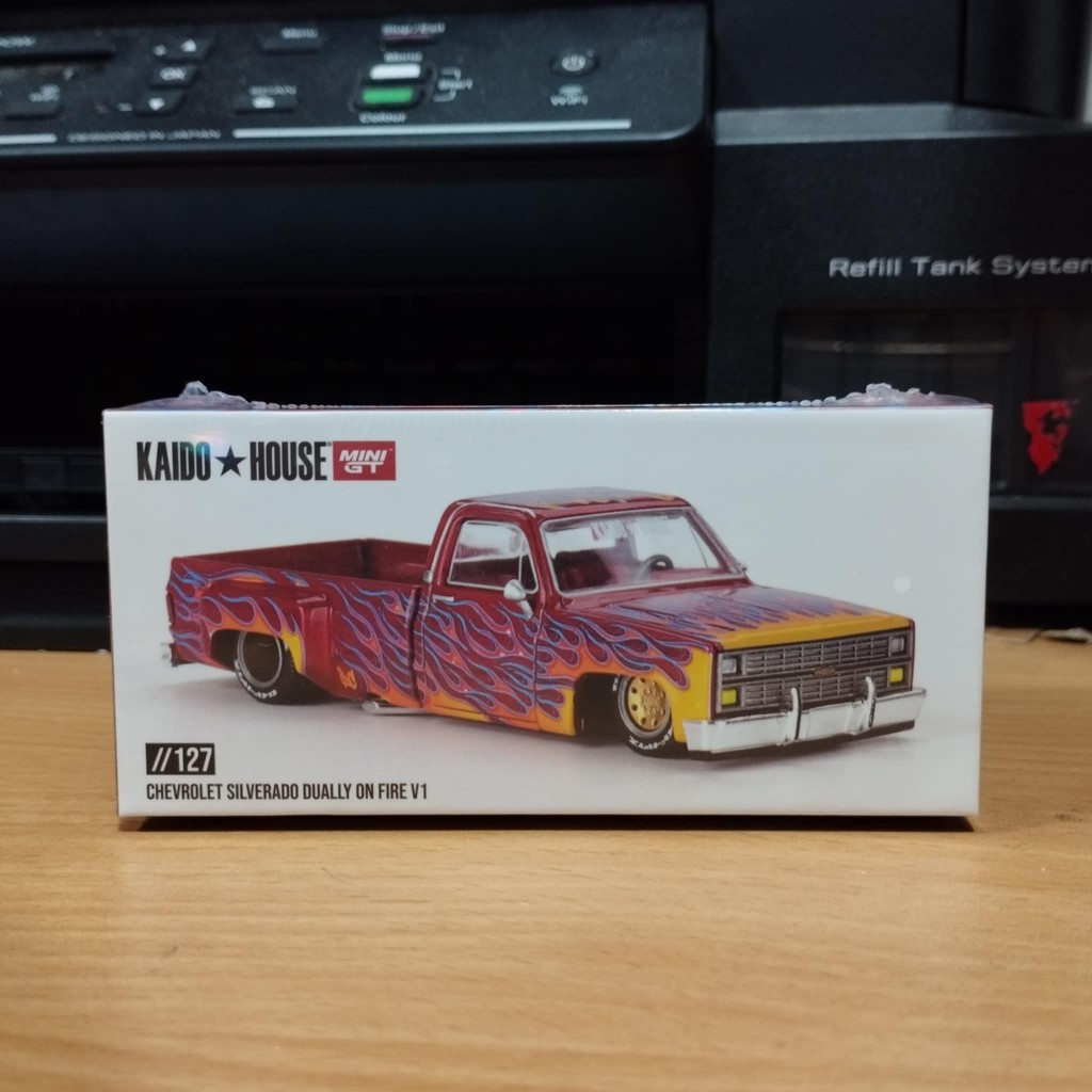 MINI GT Kaido House #127 Chevrolet Silverado Dually On Fire V1 Sealed ...