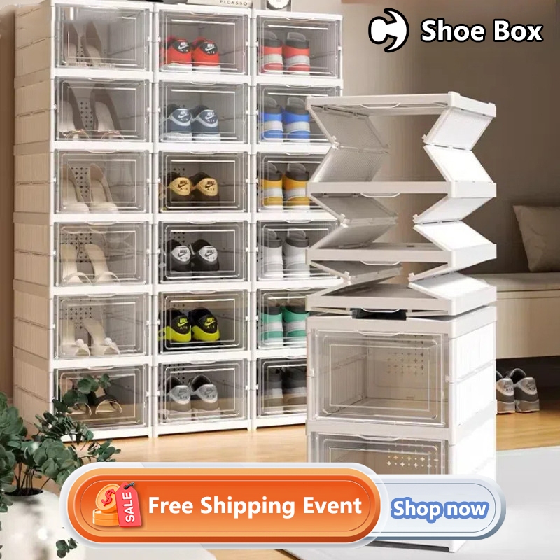 Multi-Layer Foldable Shoe Box Shoe Rack Organizer shoe storage shoe ...