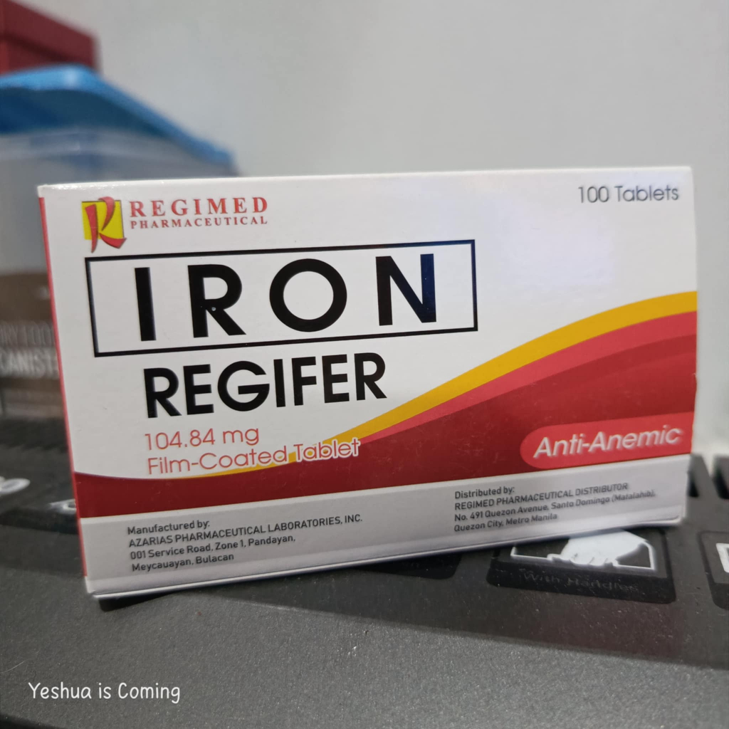 REGIFER Ferrous Sulfate Film Coated Tablet - Iron Supplement 100's ...