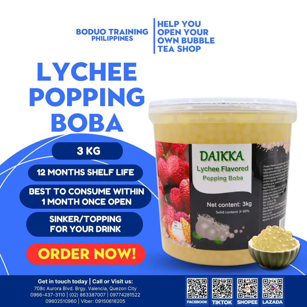Daikka/ Lychee popping boba 3KG Popping Pearls For Milk Tea Fruit Juice Topping/Multiple Flavors ...