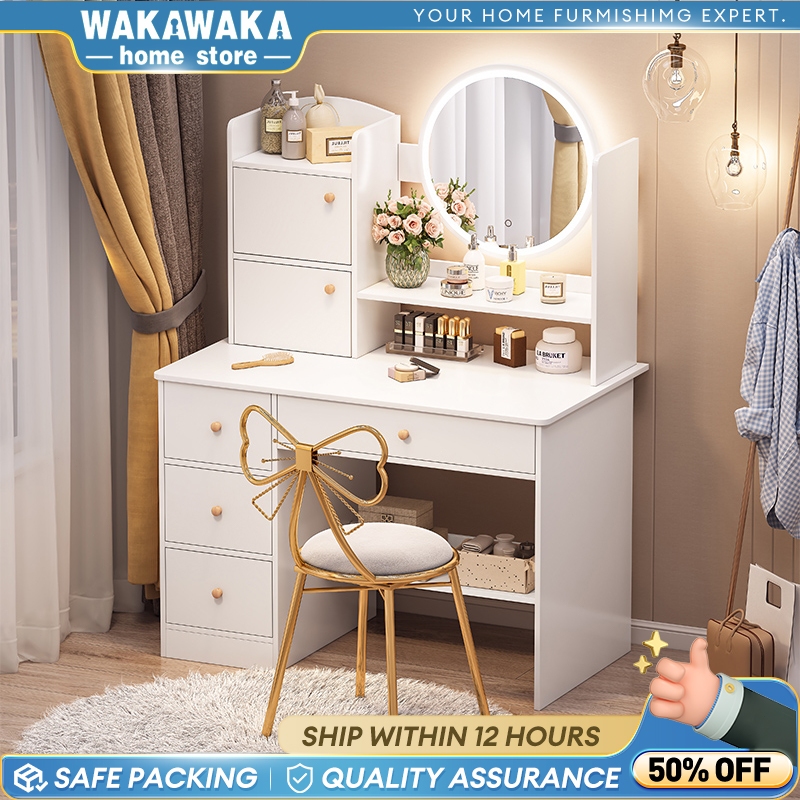 【LED】Nordic Vanity Table With Mirror Girls Bedroom Make UP Table ...