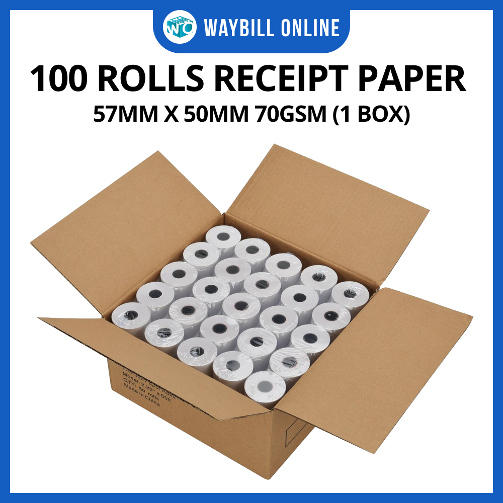 100ROLLS Receipt Paper 57mm x 50mm 70GSM for POS Thermal Receipt ...